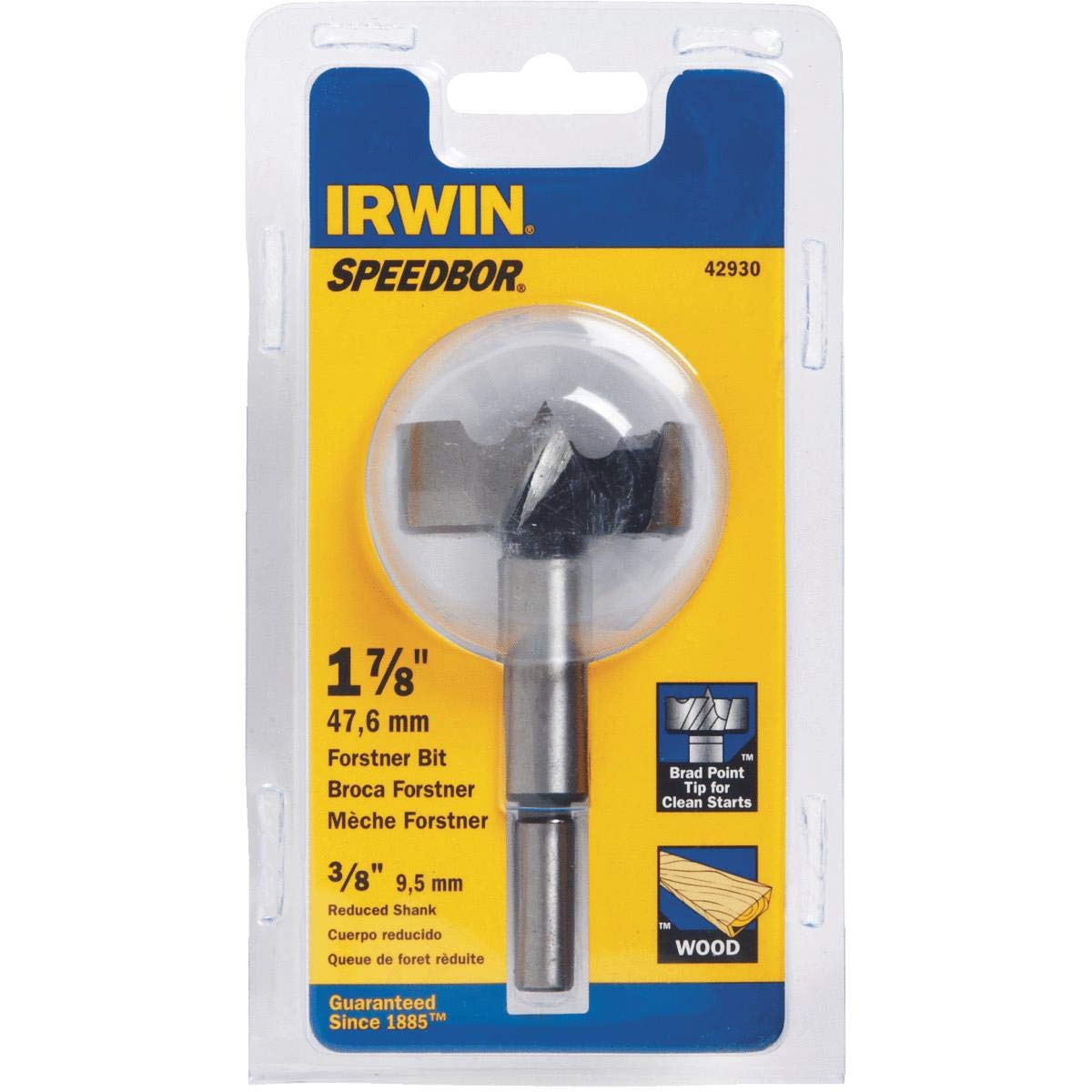Irwin 42930 1-7/8-Inch by 3/8-Inch Shank Forstner Bit