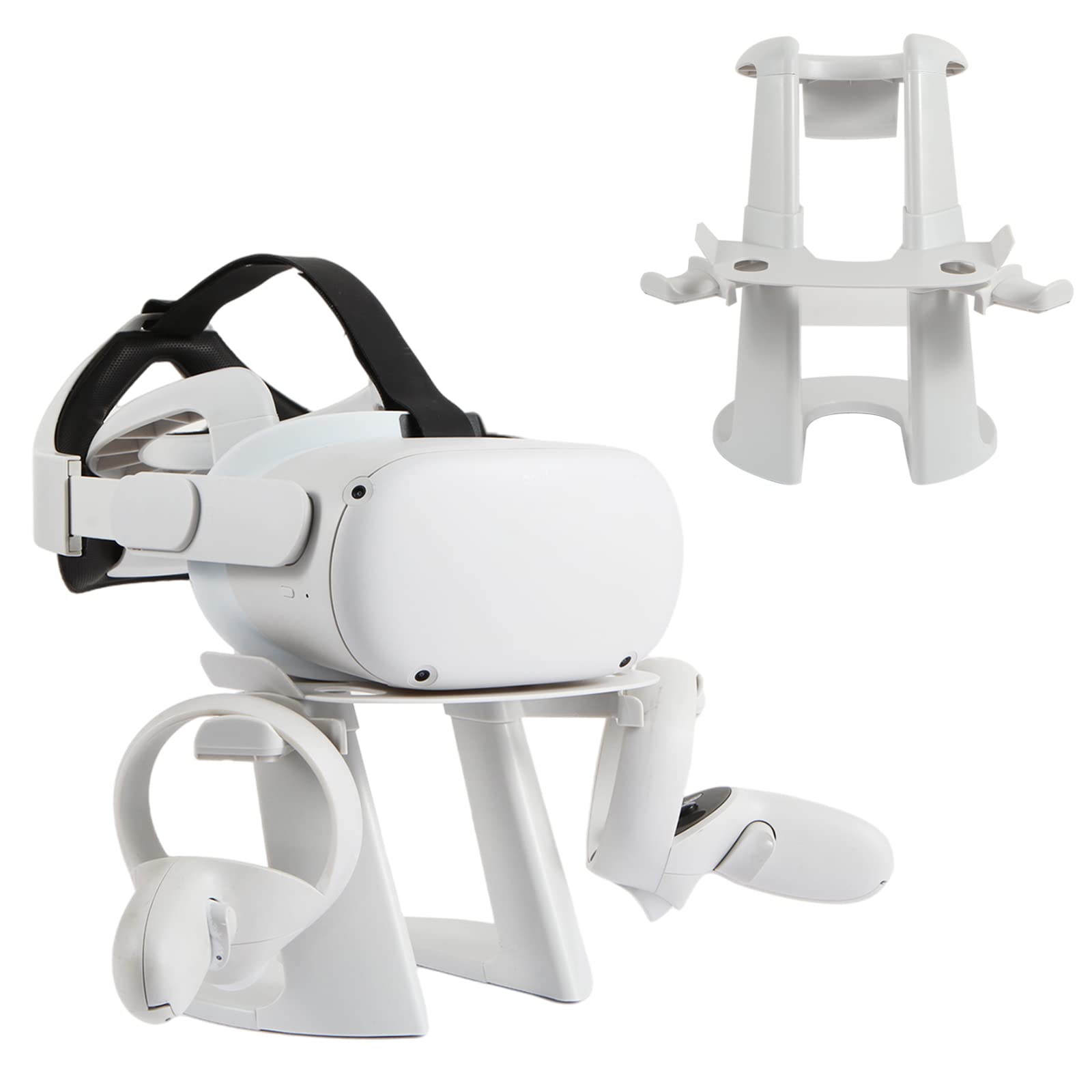 VR Stand,Durable and Stable VR Display Holder Compatible for Oculus Quest,Quest 2 or Rift S Headset and Touch Controllers(Gray)