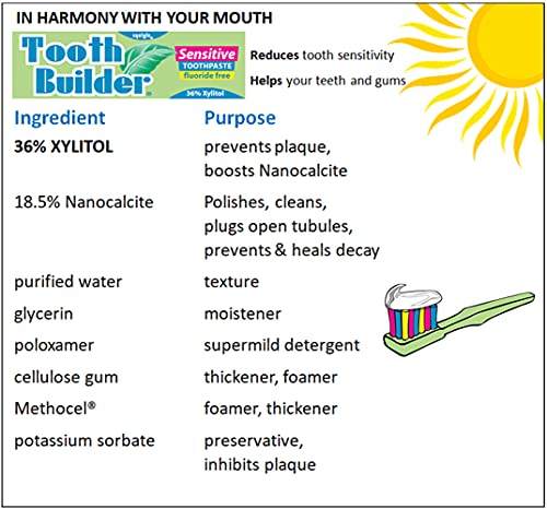 Squigle Tooth Builder SLS Free Toothpaste (Stops Tooth Sensitivity) Prevents Canker Sores, Cavities, Perioral Dermatitis, Bad Breath, Chapped Lips - 6 Pack