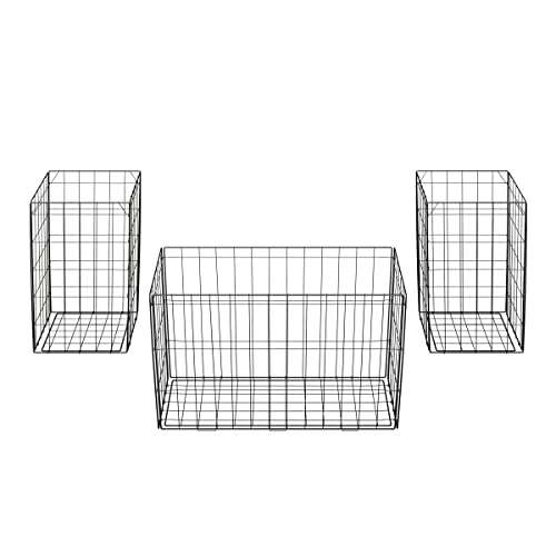 Lavish Home Set of 3 Living Room Tables - Metal Basket Storage with Removable Lids - 2 Small Side and 1 Large Accent Table (Brown/Black)