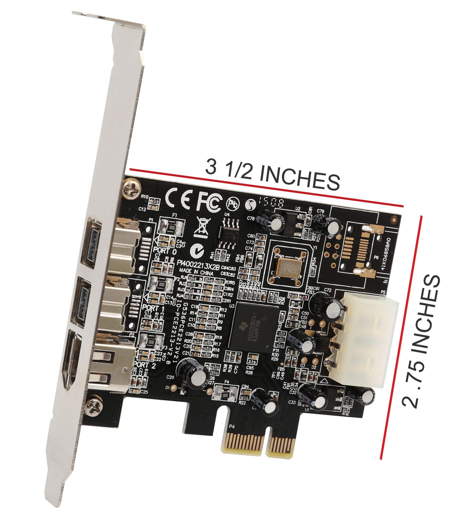 Syba SY-PEX30016 3 Port IEEE 1394 Firewire 1394B & 1394A PCIe 1.1 x1 Card TI XIO2213B Chipset Requires Legacy Driver for Windows 8 10