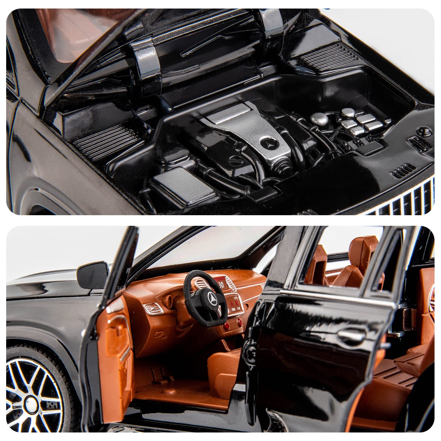 WAKAKAC Benz GLS63 AMG Model Car 1/24 Alloy Diecast Collectible Pull Back Toy Car with Light and Sound Door Can Be Opened for Kids Boys Gift (Green)