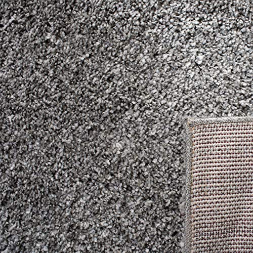 SAFAVIEH Santa Monica Shag Collection 6'7" x 9'6" Silver SGN725 Solid Non-Shedding Living Room Bedroom Dining Room Entryway Plush 2-inch Thick Area Rug