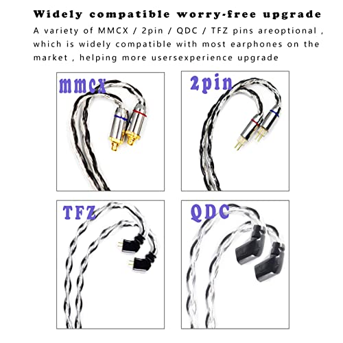 FEDAI Audio Earphone Cable 24 Core Silver Plated Replacement Cable, MMCX Detachable Earphone Cable Replacement Earphone Wire for Shure 846 535 215 315 425 MAGAOSI K5 LZA4 A5 (3.5mm, MMCX)