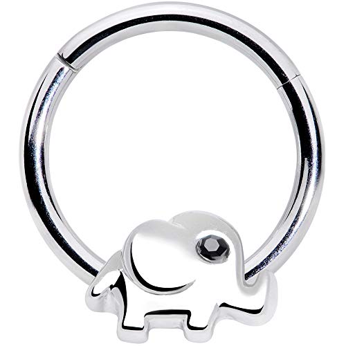 Body Candy 16G 316L Steel Hinged Segment Ring Seamless Cartilage Nipple Ring Elephant Nose Hoop 3/8"