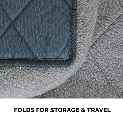 Furhaven Dog Bed for Extra Small Dogs & Indoor Cats, 100% Washable, Sized to Fit Crates - Sherpa Fleece Bolster Crate Pad - Gray, Extra Small