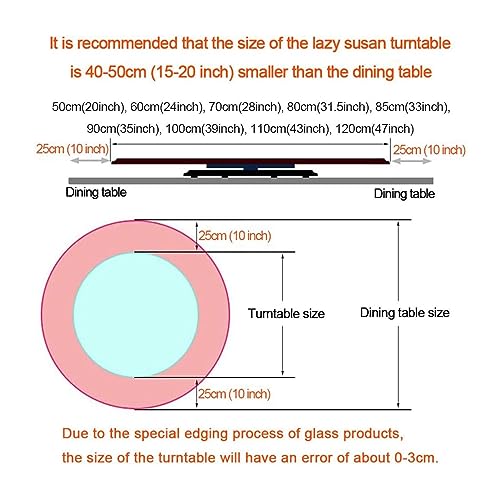 BPILOT Swivel Turntable Lazy Susan,Round Tempered Glass Table Top With Heavy Duty Aluminium Alloy Smooth Swivel Plate For Serving Trade Show Displays,customizable (Color : Clear, Size : 85cm)