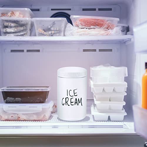 Divani® Plastic Containers with Screw on Lids - 32 oz Quart Hot or Cold Freezable Food Ice Cream Jars White BPA Free - Set of 4