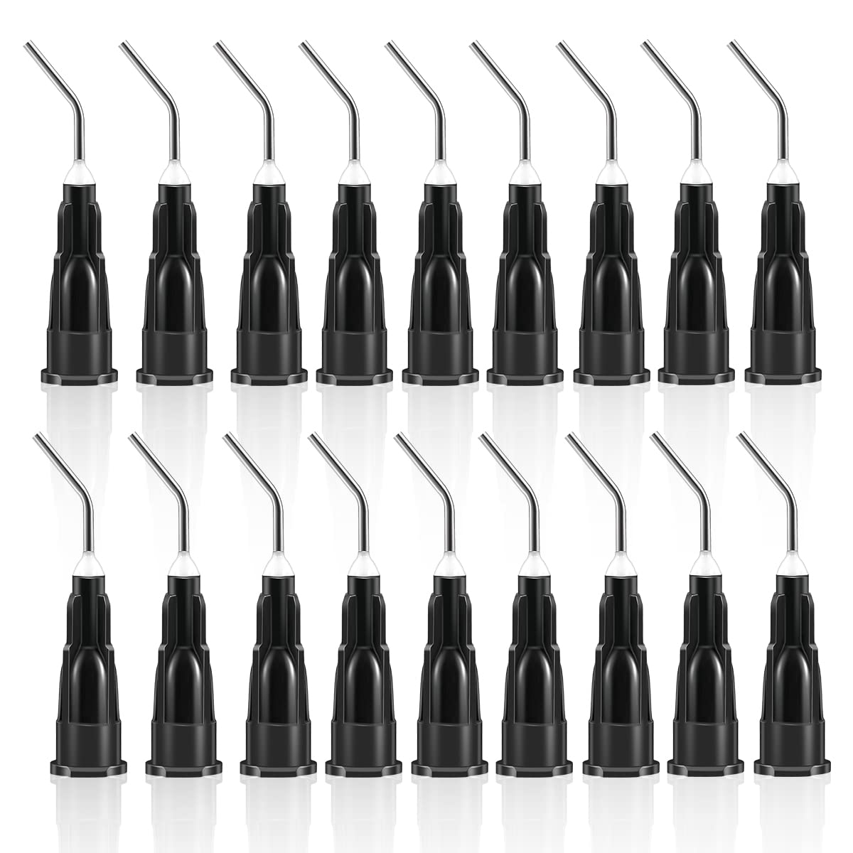 Fashionclubs Blunt Tip Dispensing Needles 20Ga,200pcs Disposale Dental Pre-Bent Irrigation Needle Tips,Black,Great for Oil or Glue Applicator
