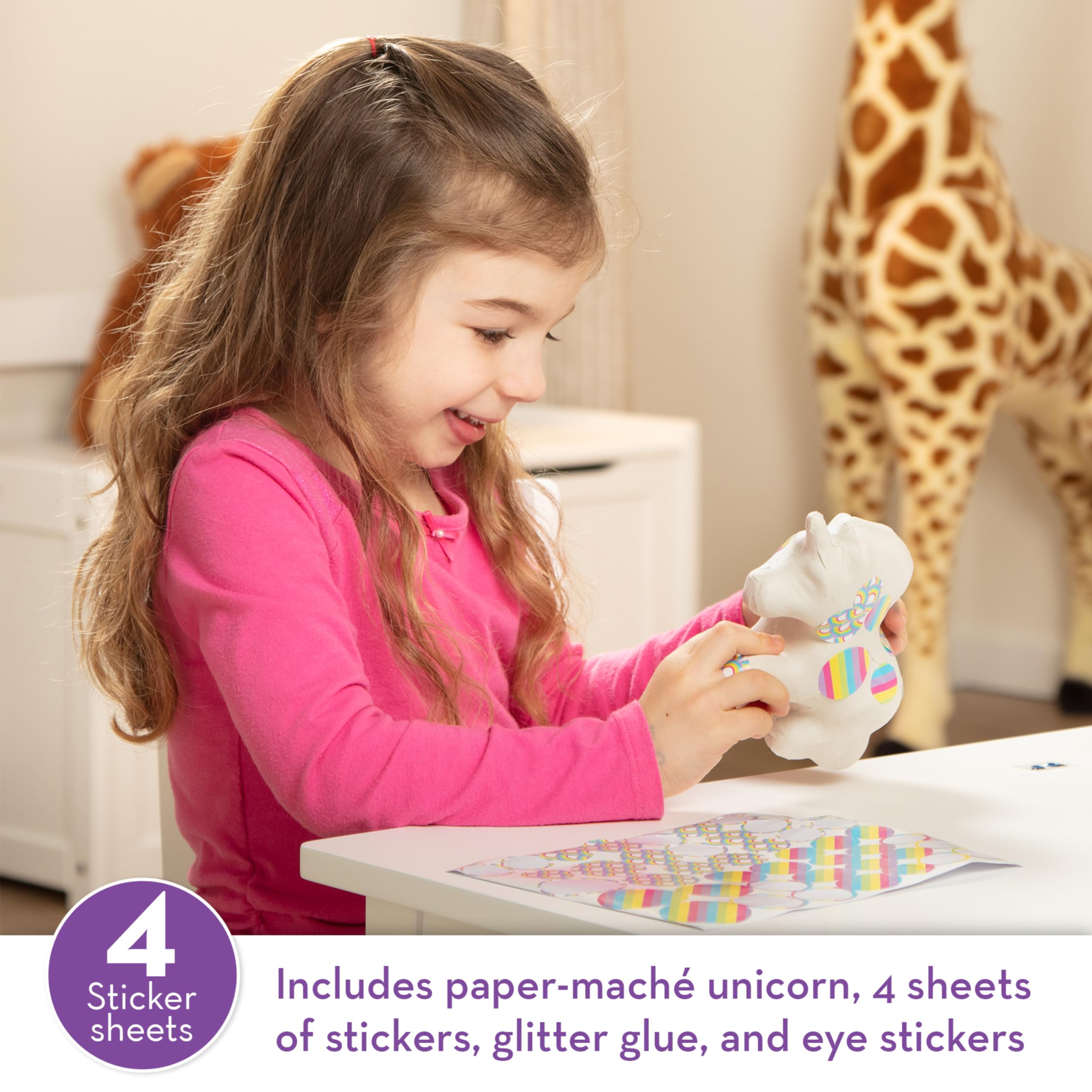 Melissa & Doug Decoupage Made Easy Unicorn Paper Mache Craft Kit with Stickers