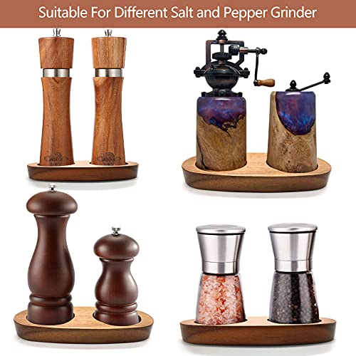 Salt and Pepper Mill Tray,Acacia Wood Tray, Salt & Pepper Grinder Accessories(Inner Dia 2.76 inch / 7cm)fit many Mills & Shakers