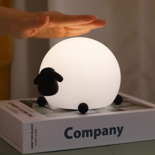 WakeCreator Cute Little Sheep Night Light for Kids with 3 Levels of Brightness Adjustment,USB-C Rechargeable LED Night Light & Tap Control,Cute Lamp,Night Lamp,Aesthetic Lamp