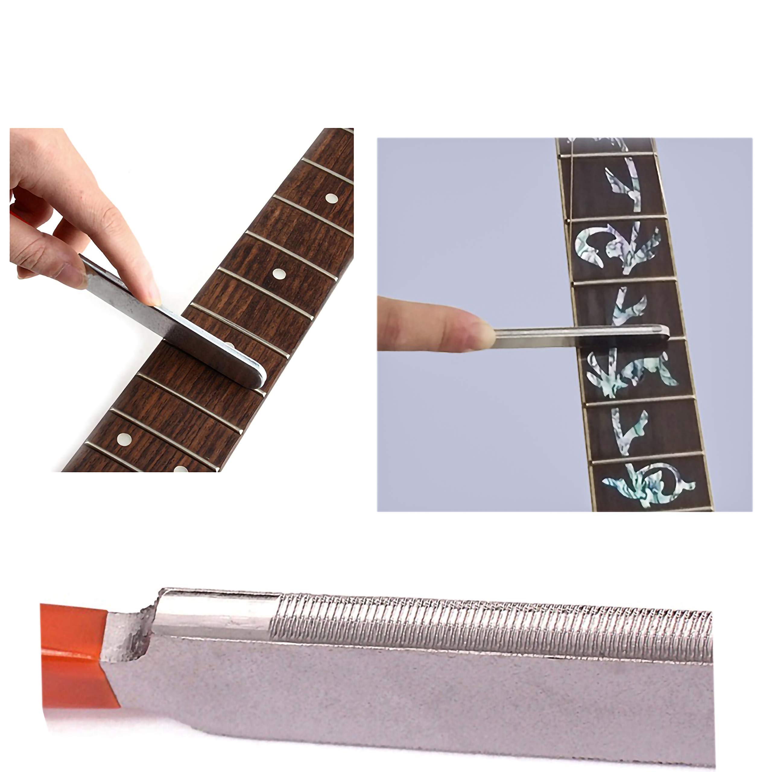 KEWAYO Guitar Fingerboard Luthier Tool Set Including Guitar Fret Crowning Luthier File, Fret Leveling Beam Sanding Leveler Beam and Fingerboard Guard Protectors for Guitar Bass