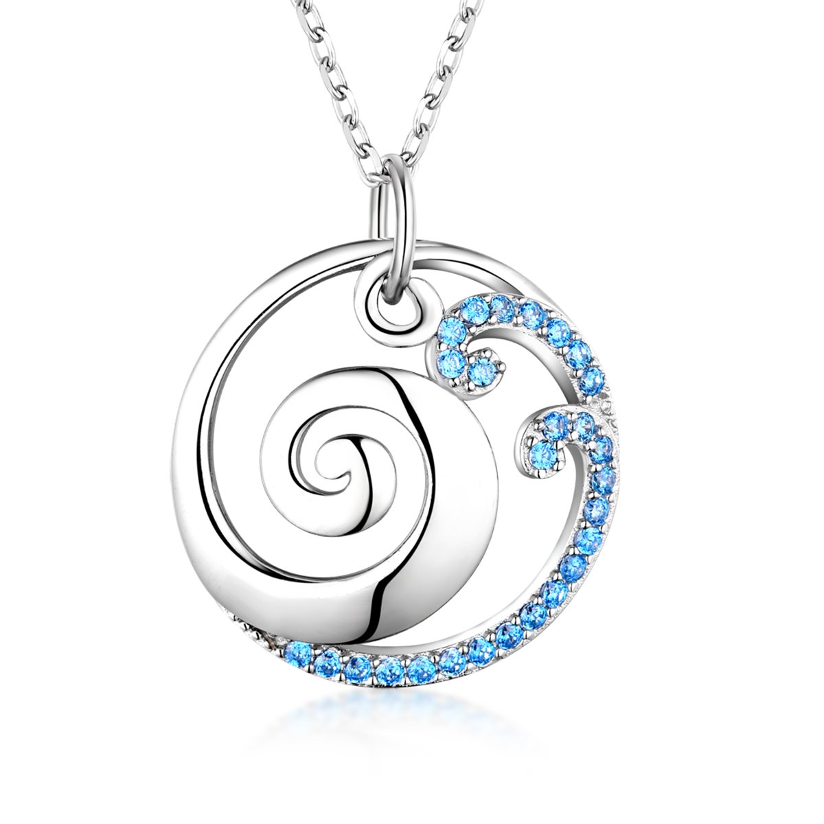 Bellrela 925 Sterling Silver Ocean Wave Pendant Necklace