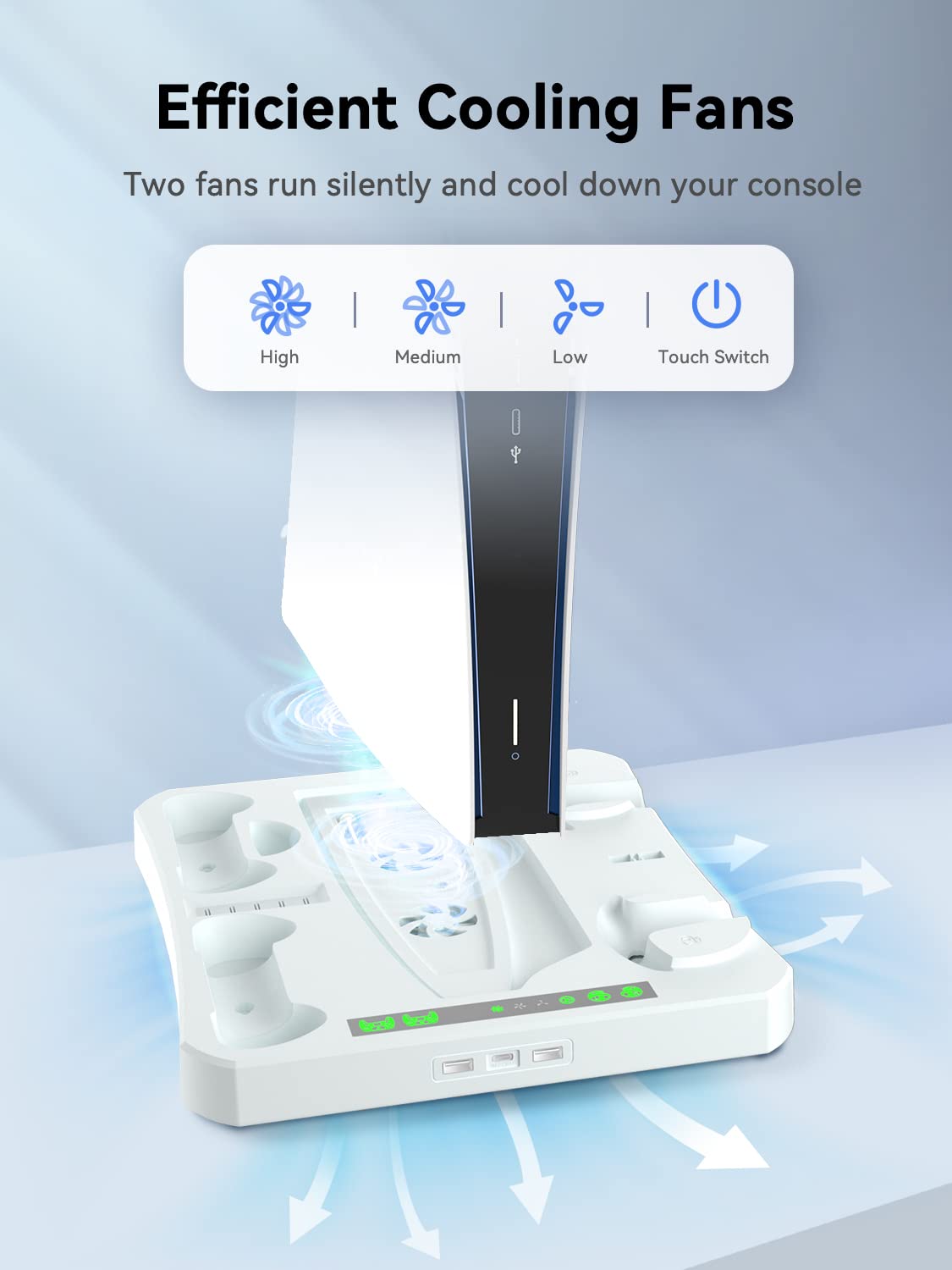 CNBEYOUNG All in One Magnetic Charging Station Dock for Controllers of PSVR 2&PS5, Storage Stand for PS5 Console with Dual Cooling Fan and Mount Holder for PS VR2 VR Headset and Game Slot