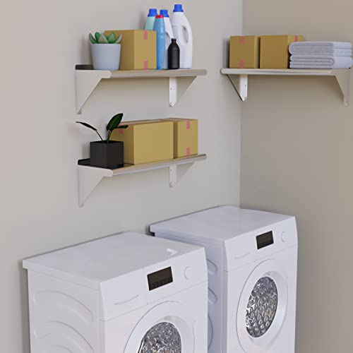 Stainless Steel Wall Shelf | 24" Long 12" Deep | Metal Shelving | Garage, Laundry, Storage, Utility Room | Restaurant, Kitchen | Food Prep | NSF Certified