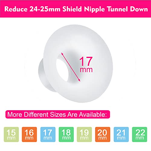 Durceler 17mm Silicone Flange Inserts Compatible with Medela/for Spectra S1 S2 / Elvie/Willow go/Momcozy S12/ TSRETE 24mm Breast Pump Shields or Freemie 25mm; Reduce Nipple Tunnel Down to 17mm