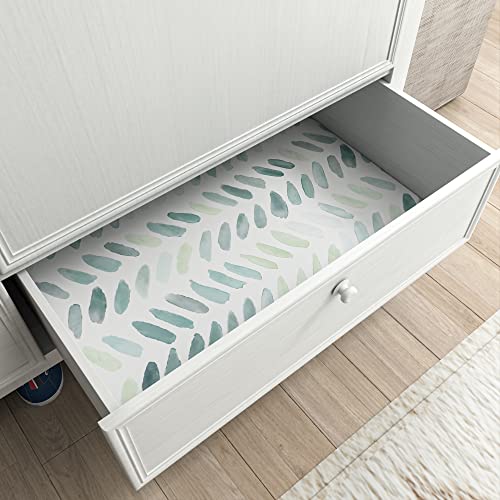 Green and White Wallpaper Peel and Stick Wallpaper Boho Contact Paper for Cabinets Leaf Wallpaper for Bedroom Self-Adhesive Removable Wallpaper Herringbone Wallpaper Drawer Kids Wallpaper 17.3βΓ78.8β