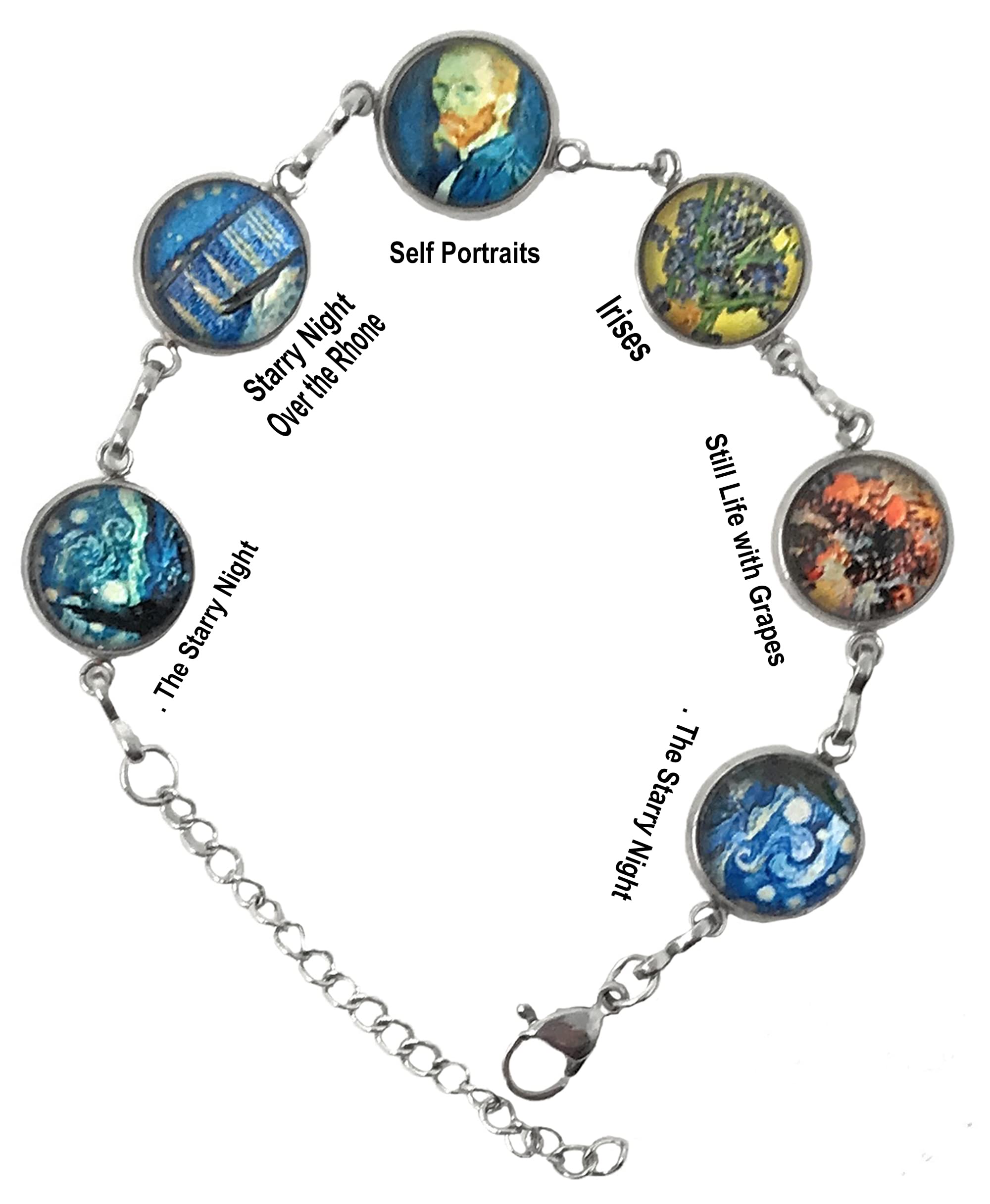 Blazing Autumn Van Gogh Art Link Bracelet (The Starry Night) And Jewelry Polishing Cloth