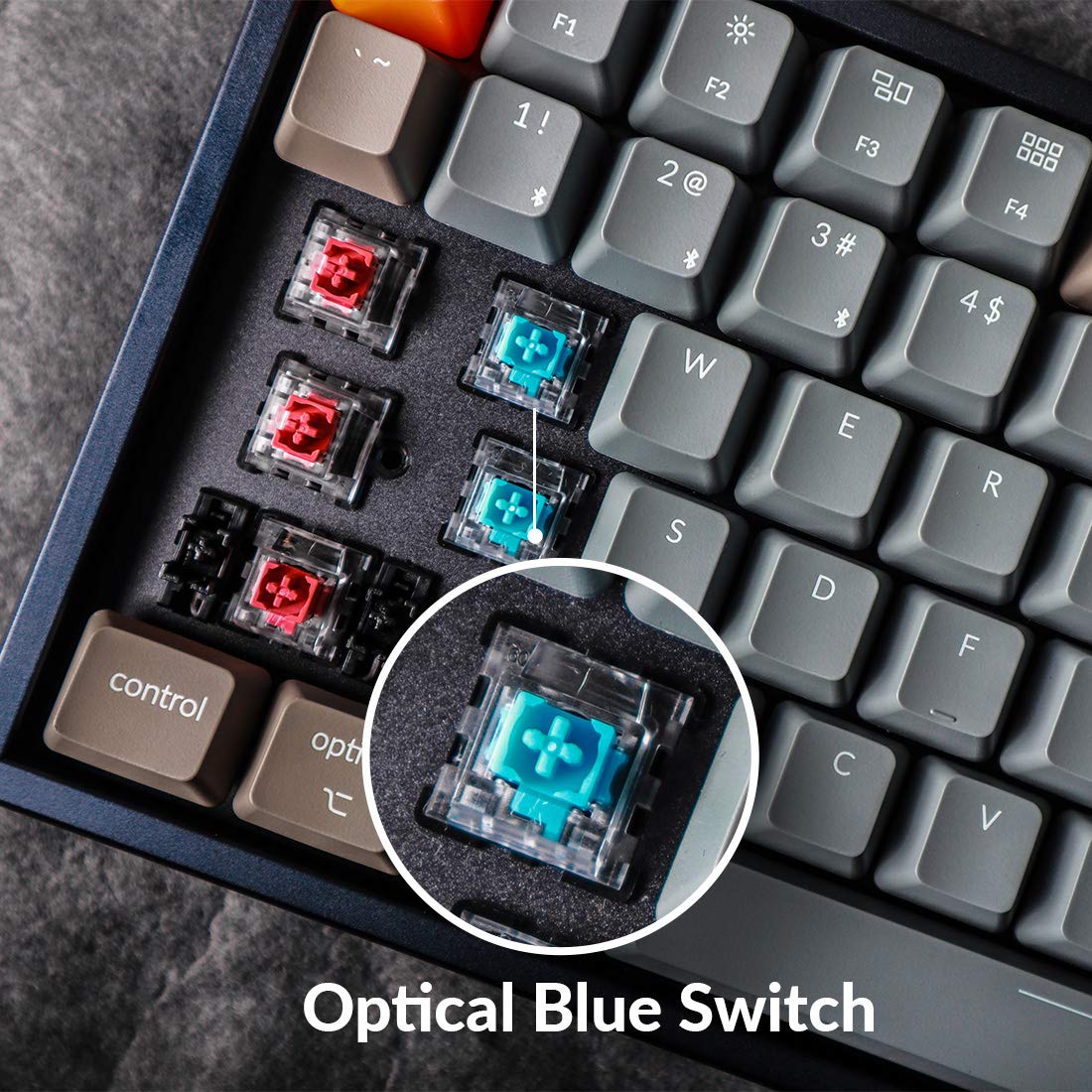 Keychron K4 RGB Bluetooth Mechanical Keyboard, Wired USB C Gaming Keyboard with Optical Blue Switch N-Key Rollover, Compact 100 Keys Computer Keyboard for Mac Windows PC Gamer - Version 2