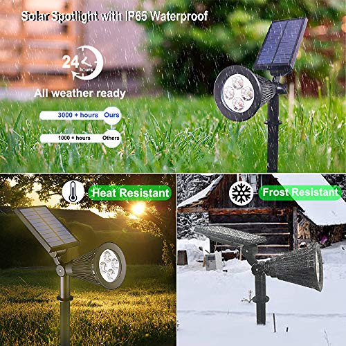 Clordeal Solar Spotlights Outdoor Waterproof Adjustable Solar Garden Landscape Spot Light, 4 LEDs 2-in-1 Auto On/Off Solar Inground Lights for Patio Yard Garden Driveway Pathway (2 Pack, Blue)