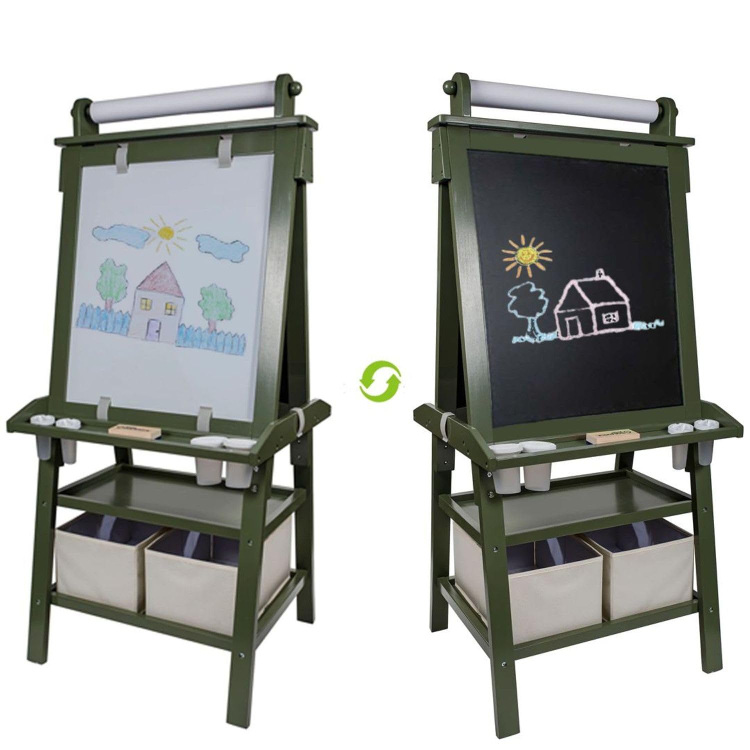 Little Partners Learn 'N Play 2-Sided Art Easel for Painting, Magnetic Dry Erase & Chalkboard, Kids Art Supplies, Toddler Arts & Crafts (Turquoise)