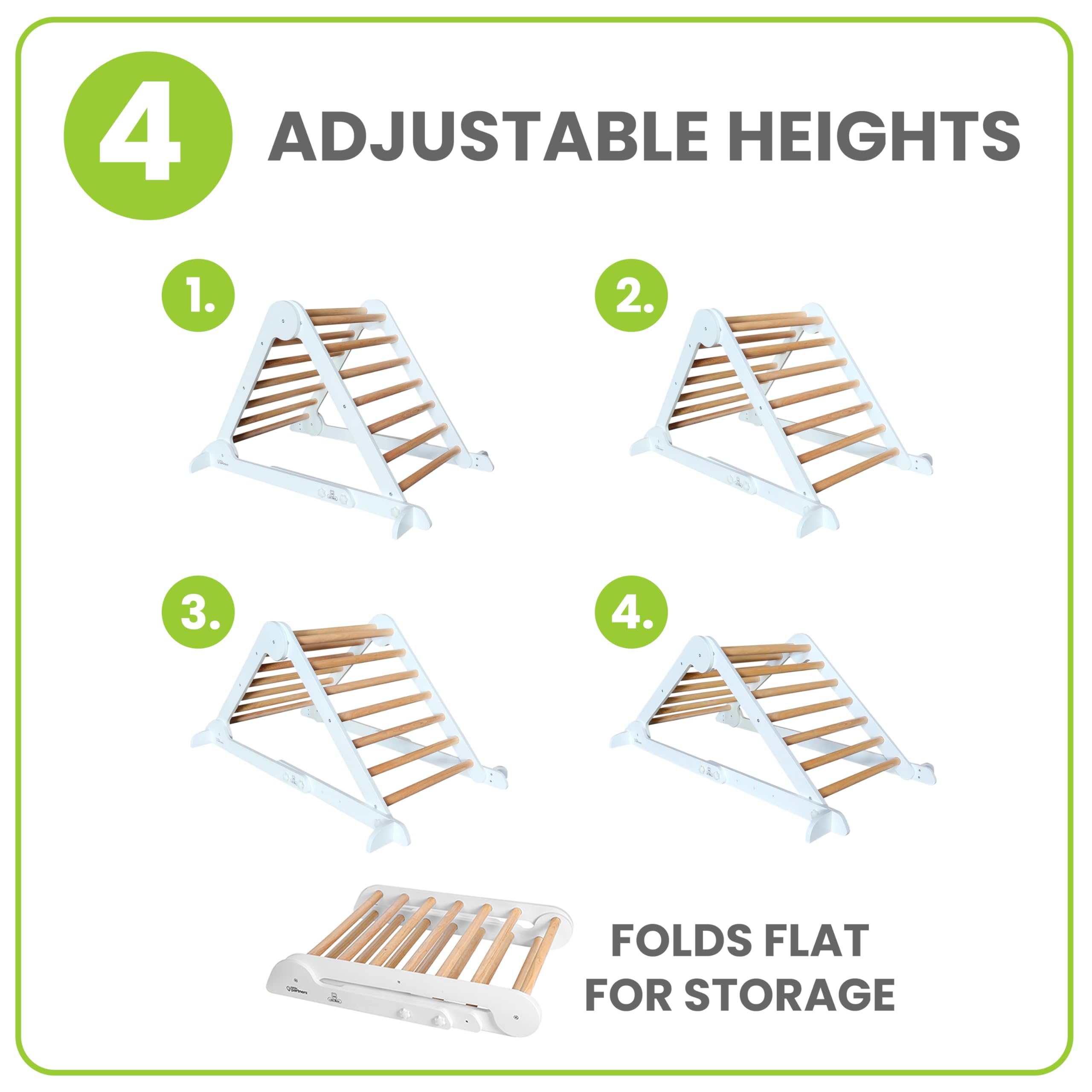 Little Partners Learn 'N Climb Wooden Climbing Triangle Foldable Wood Climbing Gym for Toddlers, Pickler Toddler Style Foldable Climber (Soft White w/Natural, Unassembled)