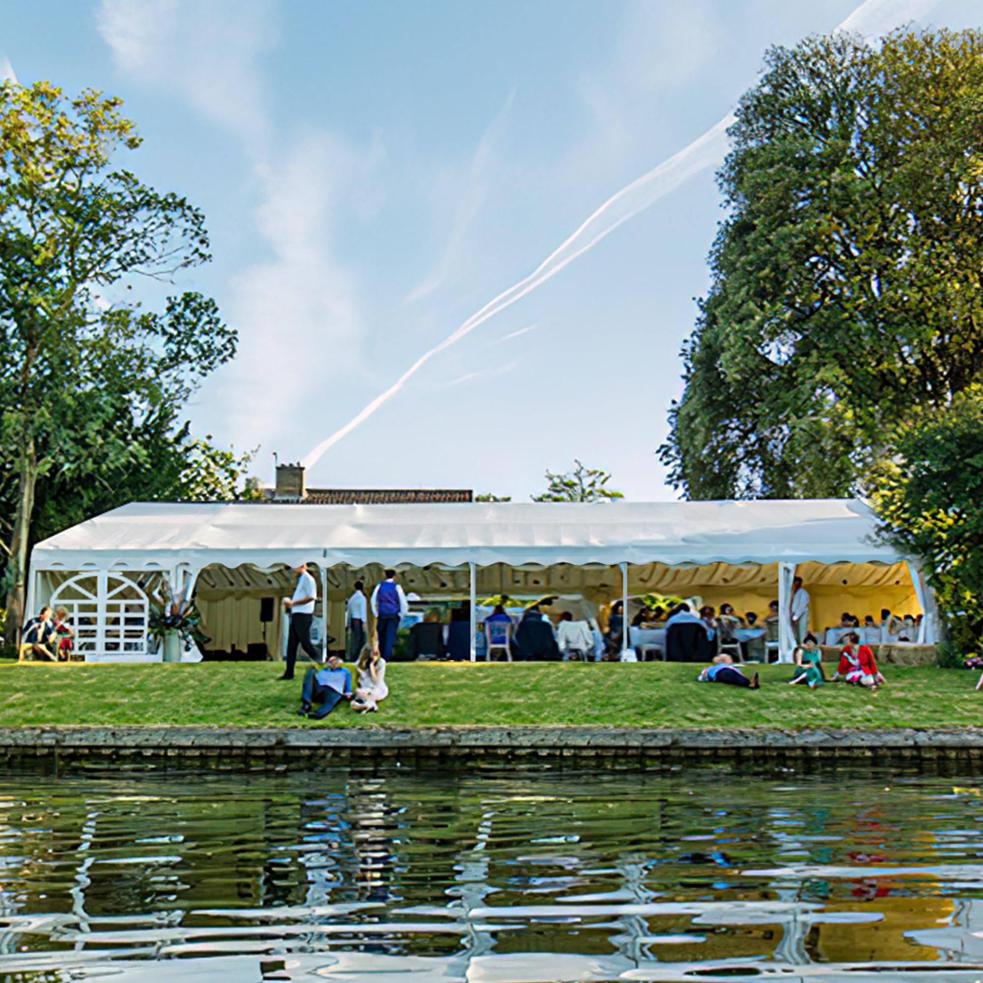 DWVO 20x40FT Heavy Duty Party PVC White Tent Wedding Event Shelters Upgraded Galvanized Ripple Canopy with Large Roof Removable Sidewalls & 3 Storage Bags 600D Oxford Commercial