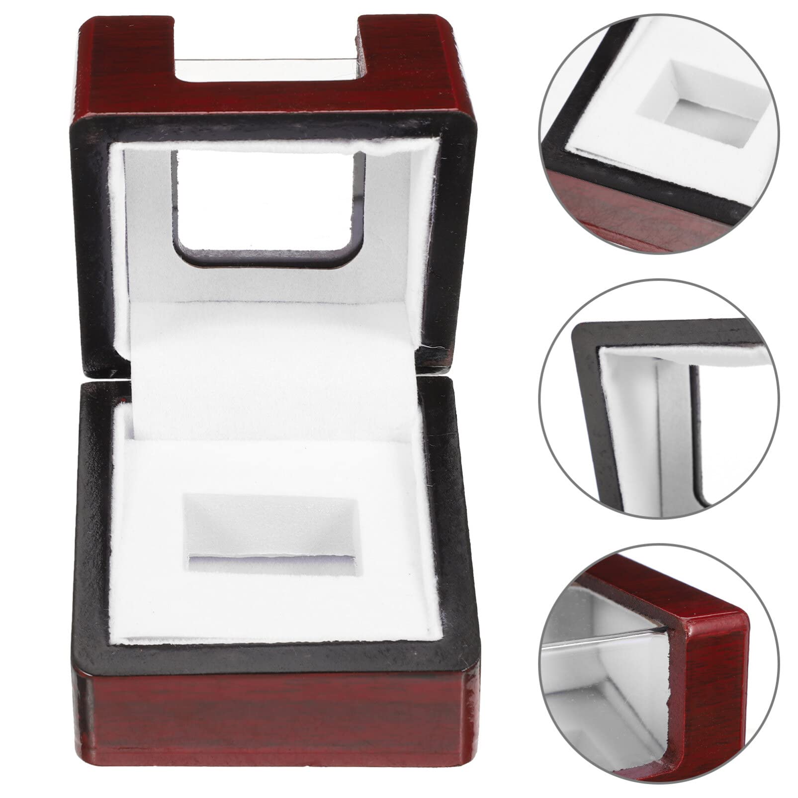 Cabilock Championship Ring Display Case Wooden Single Ring Box Sports Ring Storage Box Wooden Jewelry Box for Sports Fans Gift