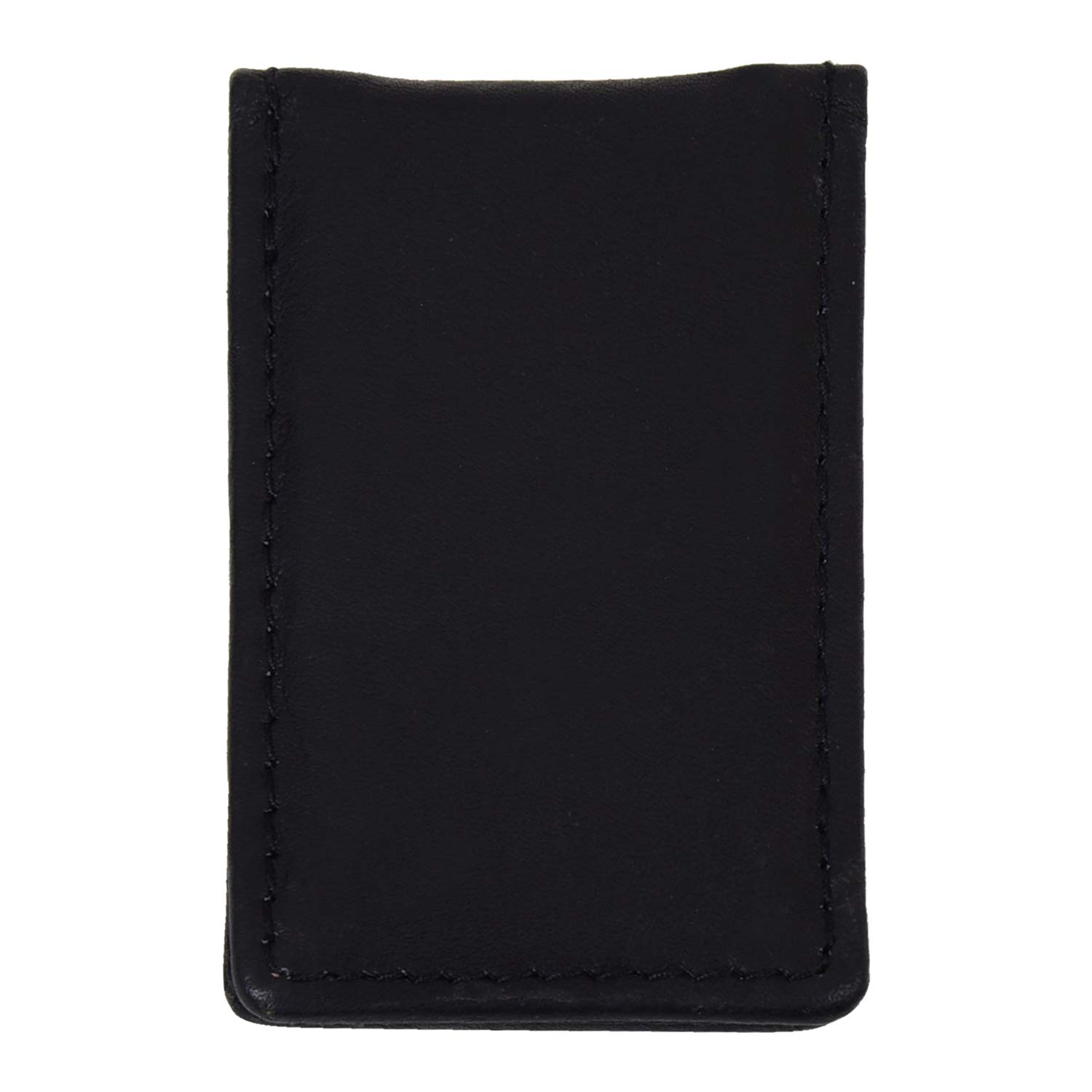 Leatherboss Genuine Leather Dollar Design Bifold Money Clip Wallet, Black