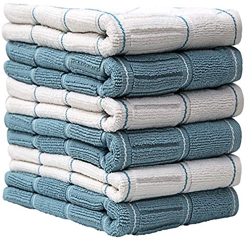 Premium Cotton Kitchen Towels (16" x 26") | Absorbent Dish Towels | 435 GSM Cotton Tea Towels | Kitchen Hand Towels | Dish Towels for Kitchen | Aqua