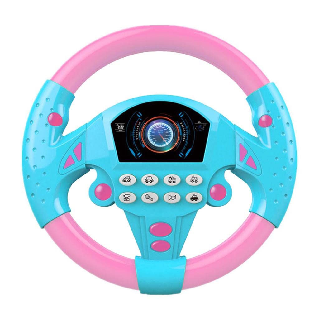 Menolana Toy Electronic Steering Wheel Simulated Driving Simulated Racing Driver Sound Toy Small Steering Wheel for Kids Babies , Pink