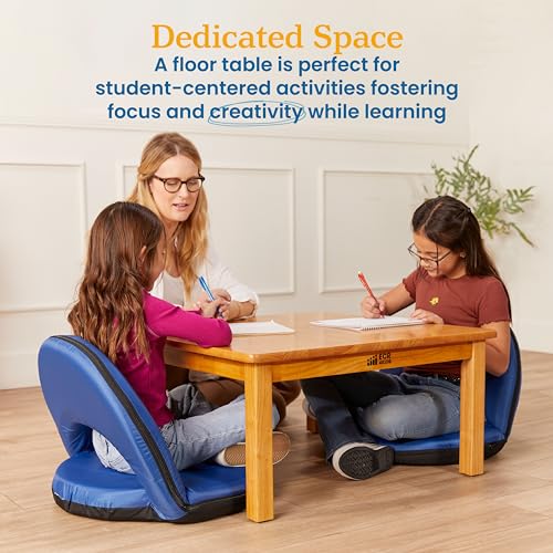 ECR4Kids 30in x 30in Square Hardwood Table with 14in Legs, Kids Furniture, Honey