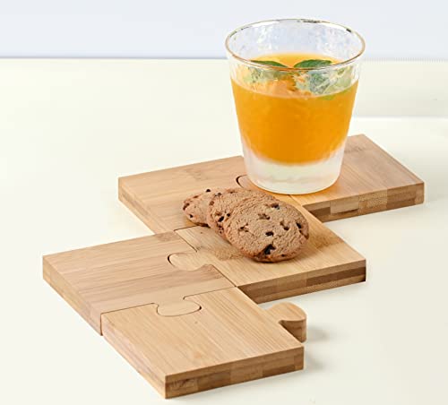 Coast2Coaster Wooden Bamboo Puzzle Coasters for Drinks and Trivet for Hot Pots, Pan Pad Holder, Countertops, End Tables, Coffee