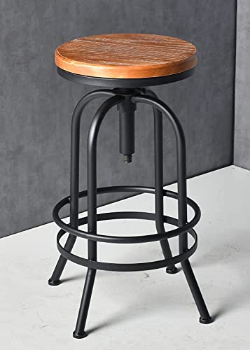 Diwhy 5 Piece Bar Table and Barstool Set Industrial Rectangular Pipe Dining Pub Bar Table Black and Kitchen Counter Height Adjustable Wooden Seat Stool Black(1 Table + 4 Chairs)