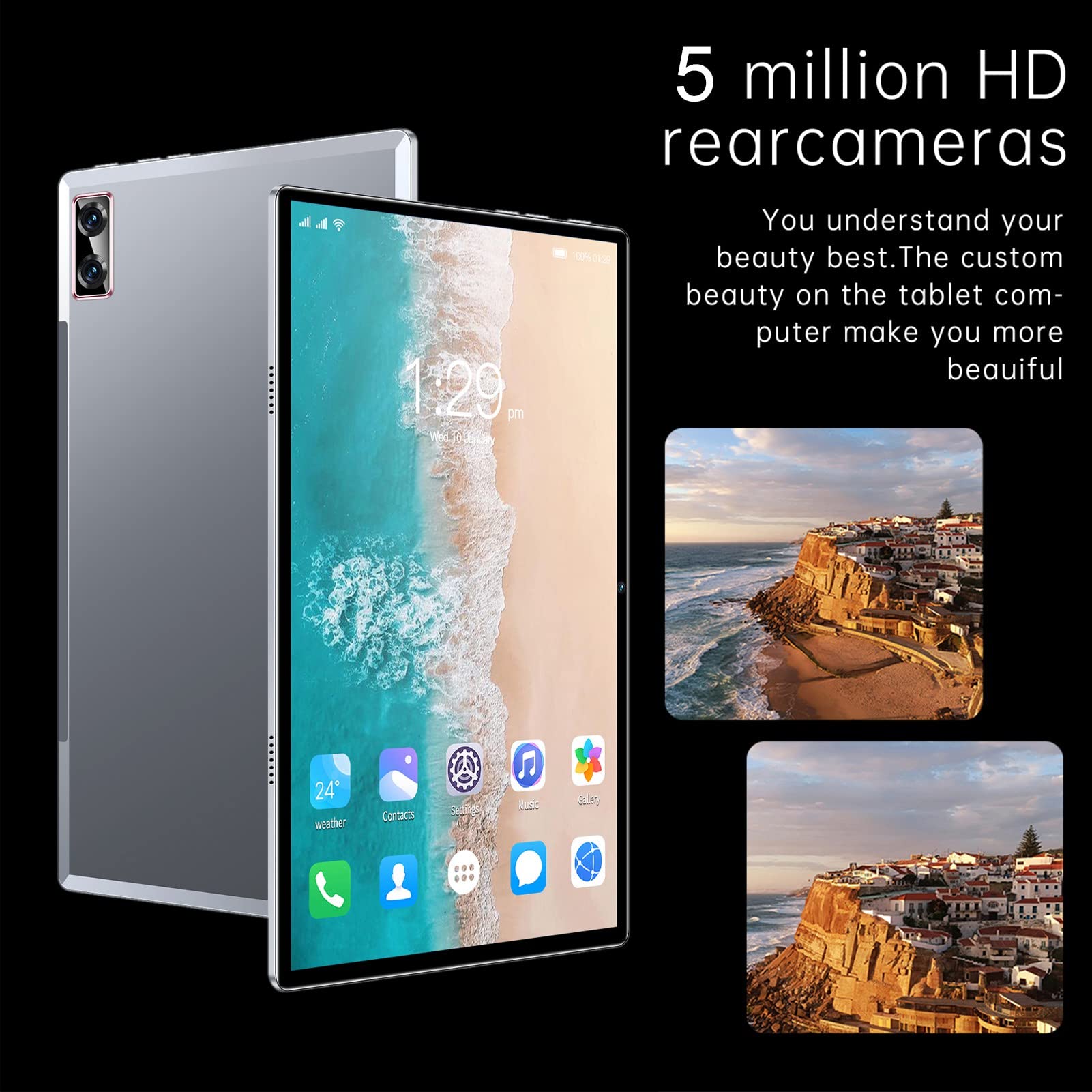ciciglow 10 Inch Tablet, 4G Calling Tablet PC, 6GB RAM 256GB ROM, 1200x1920 FHD IPS Screen, 8 Core CPU, 5MP+13MP Camera, 7000mAh, 5G WiFi, Bluetooth, GPS(Gray)