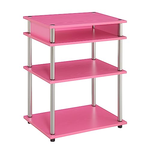 Convenience Concepts Designs2Go Tools Shelves 23.75"-Contemporary Modern Storage Printer Stand for Office Organization, Pink/Chrome