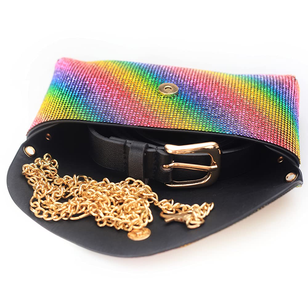 PTcuofu Small Shoulder Bag Lightweight Bag with Crystal Multifunction for Women (Colorful)
