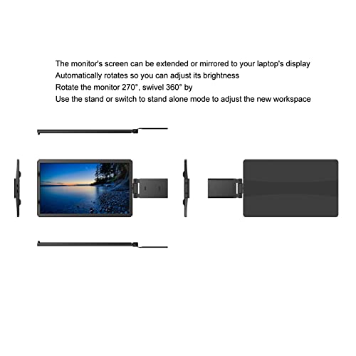CCYLEZ 14.1in Laptop Screen Extender, 1920x1080 FHD Screen Monitor, Ultra Thin Bezel, Foldable Dual Monitor for Laptops