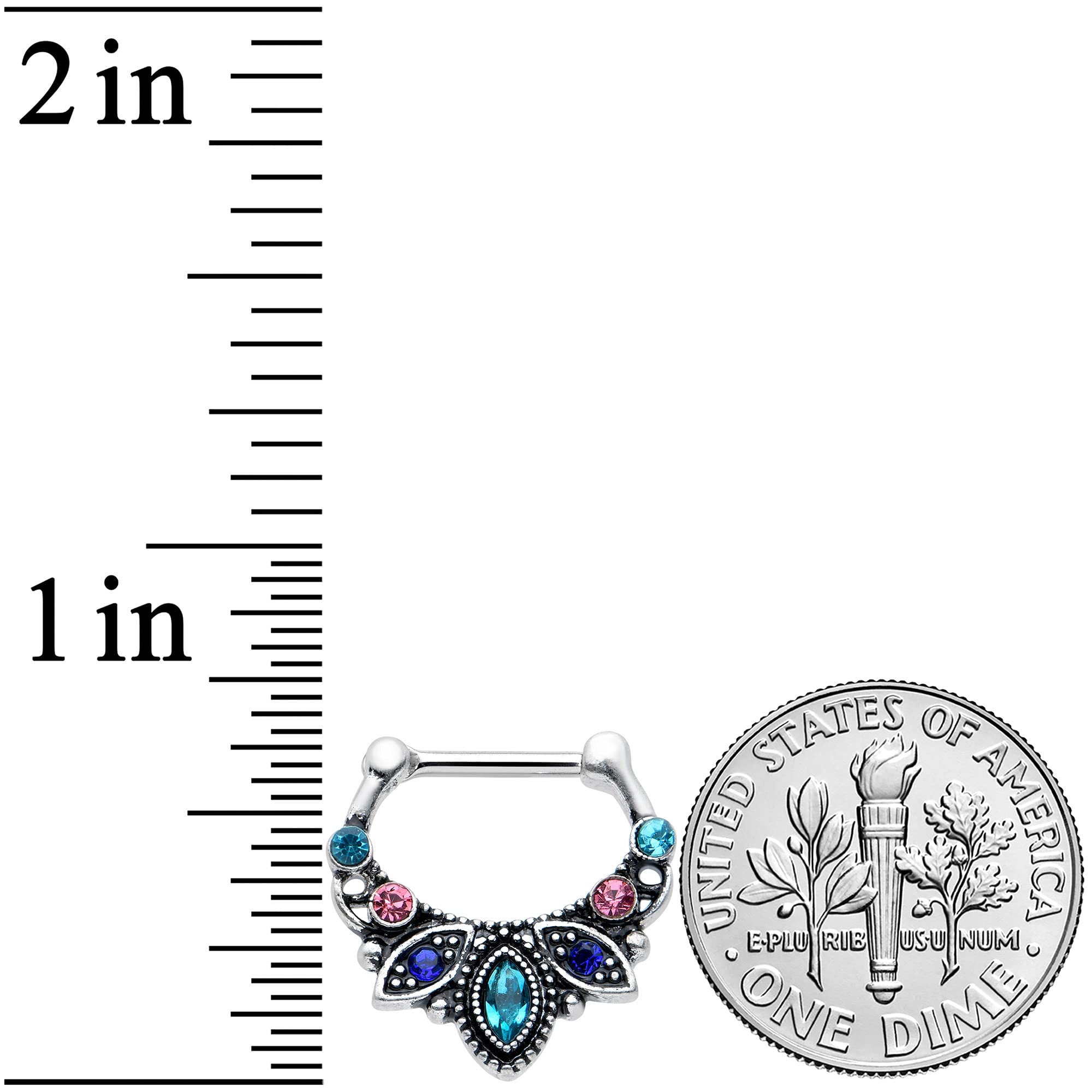 Body Candy Womens 16G 316L Steel Septum Jewelry Pink Blue Accent Festive Daith Tragus Cartilage Clicker 3/8"