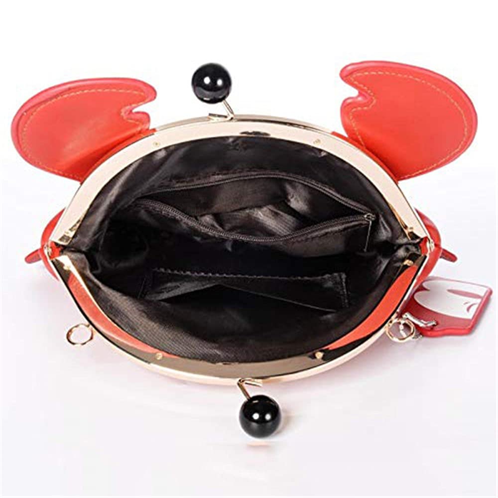 Personalized cartoon style ladies shoulder bag, crab-shaped messenger bag, animal style ladies handbag(Red)