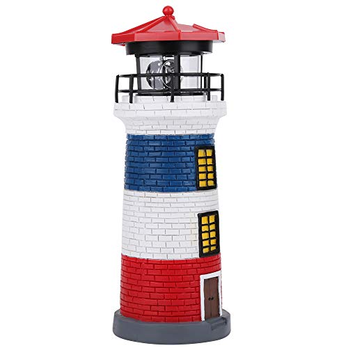 Rotating Lighthouse Light, Waterproof Easy to Install Solar Lighthouse, Soft Comfortable Light Automatic Rotating Light Garden for Home(Red Blue White)