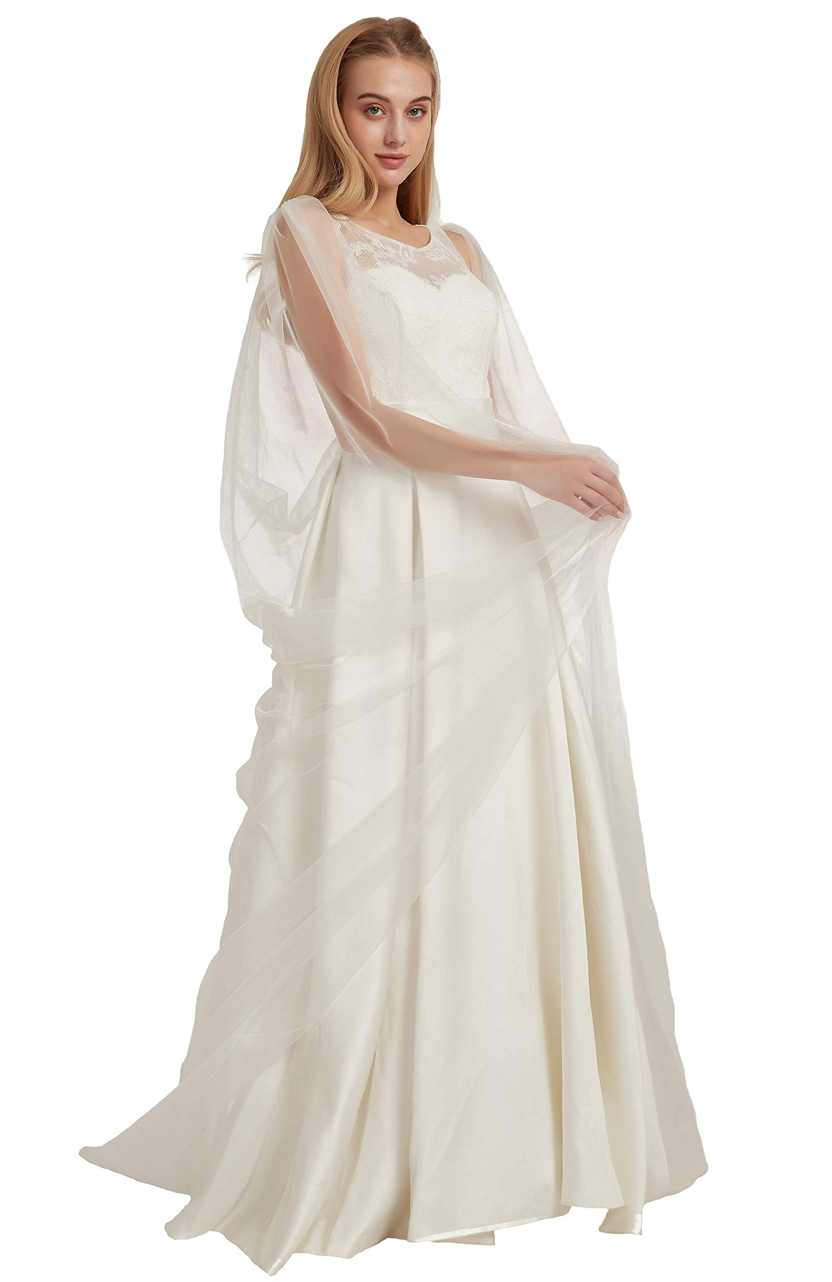 Shoulder Cape Veil Tulle Church Bridal Cape Veil Chapel Wedding Veil B018 (Ivory)