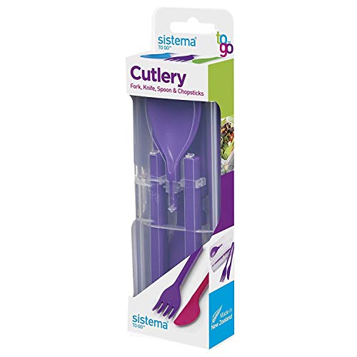Sistema To Go Collection 4 Piece Cutlery Set, Assorted Colors