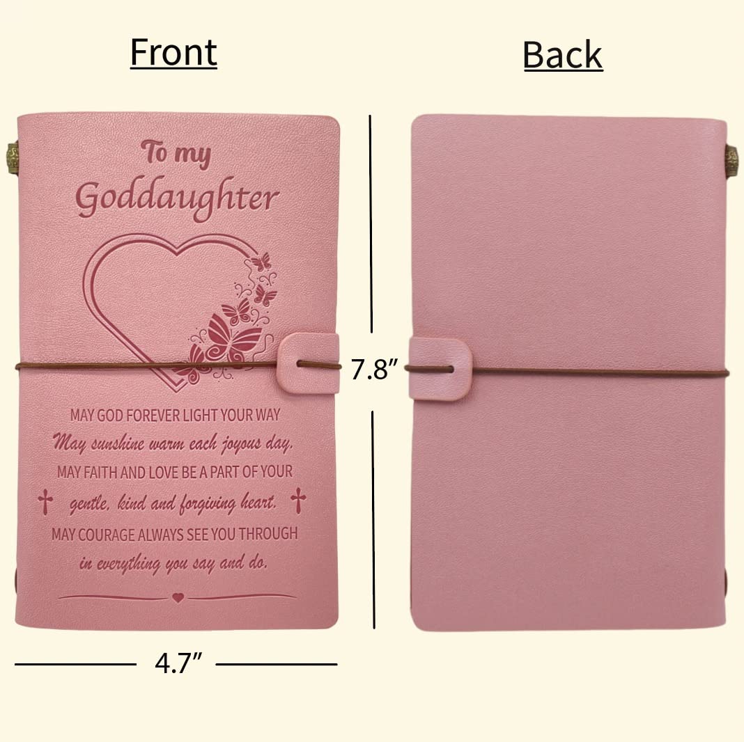 MALLAbyLAMMA To My Goddaughter Journal, Goddaughter Wallet Card, Goddaughter Keychain Gift Set, 140 Page Refillable Notebook, Suitable for Birthday, Graduation, Christmas