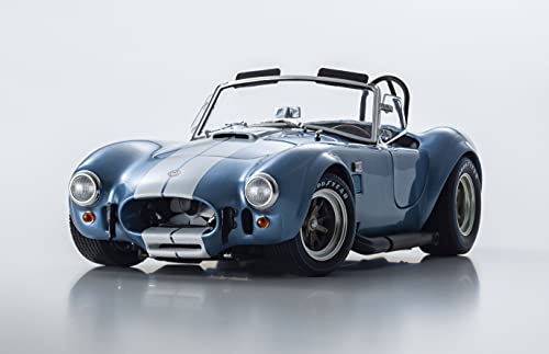 Shelby Cobra 427 S/C Sapphire Blue Metallic with White Stripes 1/18 Diecast Model Car by Kyosho 08047 SBL