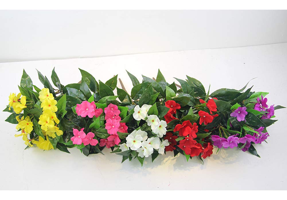 Lopkey Artificial Impatiens Bouquet Flower Patio Lawn Garden Wedding Photo Decor (2Pcs),Pink