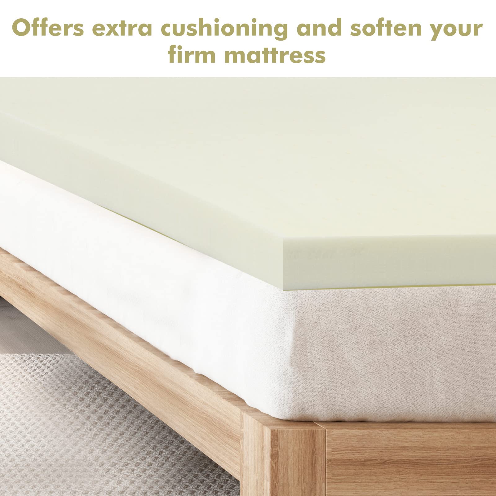 KOMFOTT Queen Size Mattress Foam Topper, Air Swirl Ventilated Foam Memory Mattress Pad Topper for Back Pain, 3 Inch