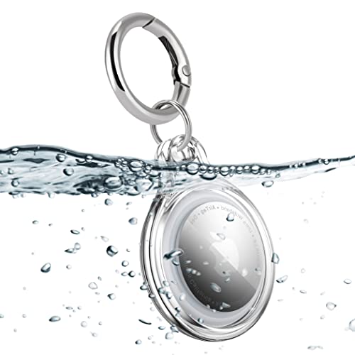 COOLQO IPX8 Waterproof Compatible with Apple AirTag Holder Keychain Case Hard PC Plastic Air Tag Key Ring Cases Tags Chain AirTags GPS Item Finders Tracker Accessories 1 Pack