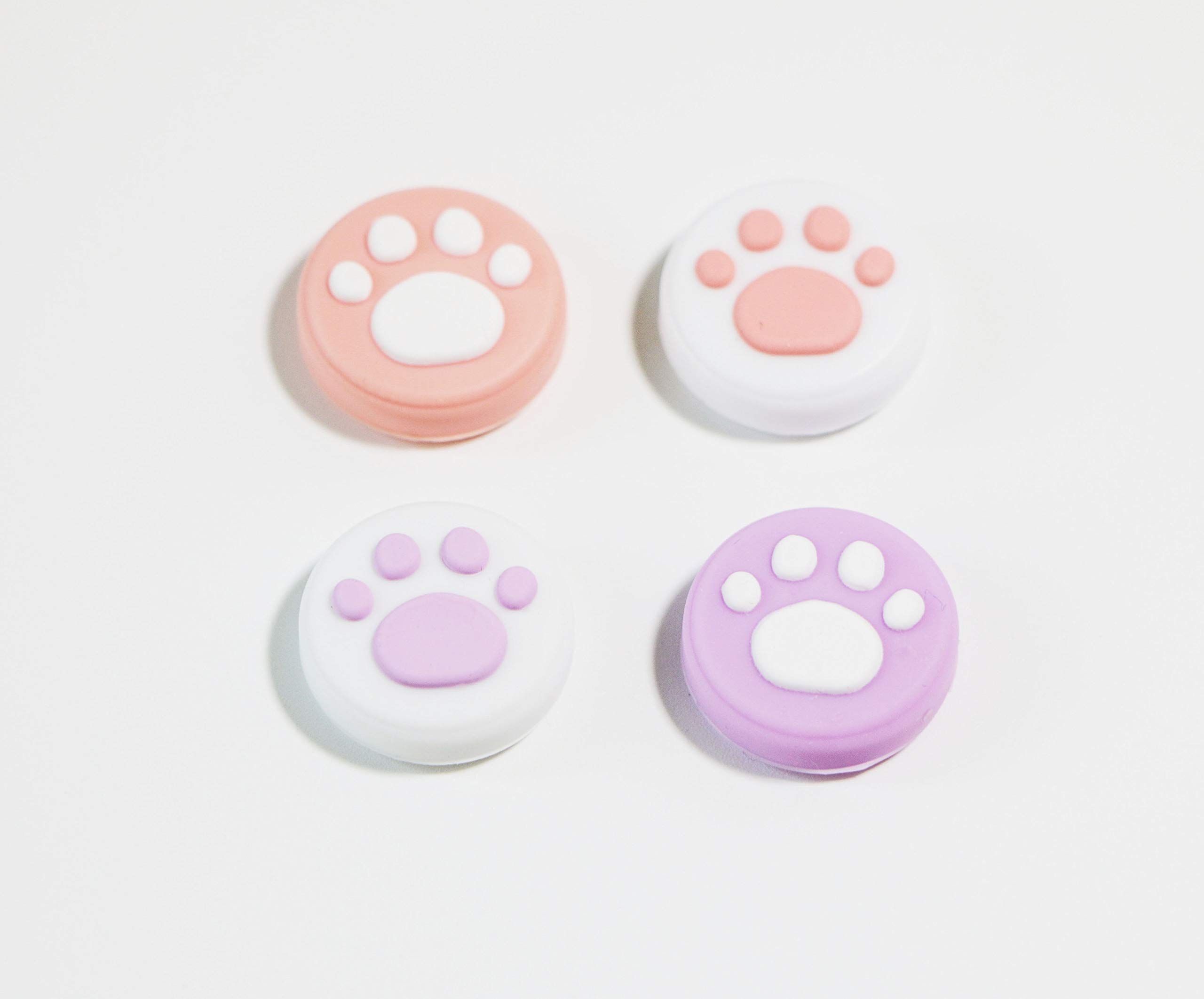 BelugaDesign Paw Thumb Grip Caps | Compatible with Nintendo Switch Lite OLED | Cute Kawaii Animal Joystick Cap, Soft Silicone Cover for Controller | Pack of 4 (Pink Purple)